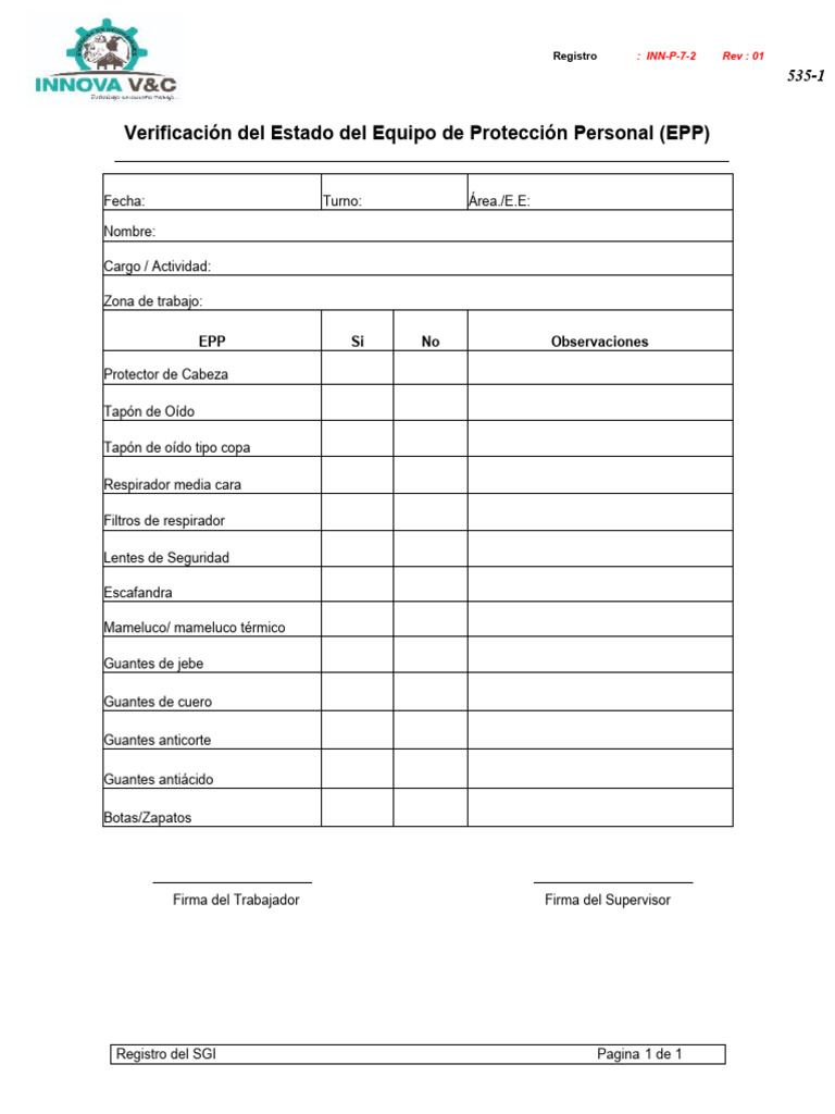 SSO-P-07-2 Verificación Del Estado Del Equipo de Protección Personal (EPP) | PDF
