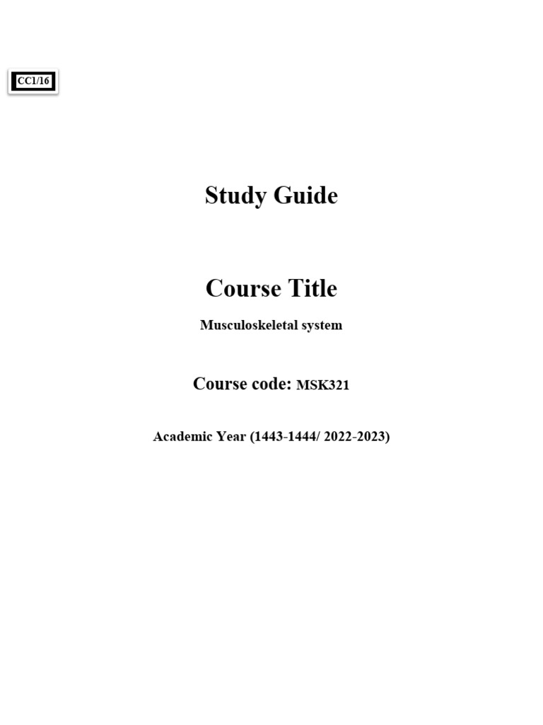 Musculoskeletal System Study Guide MSK321 | PDF | Hip | Human Leg