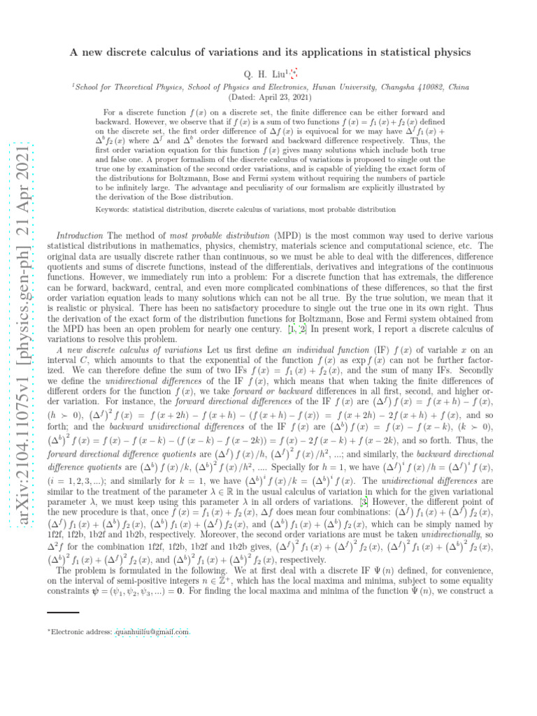 A New Discrete Calculus of Variations and Its Appl | PDF | Probability ... A New Discrete Calculus of Variations and Its Appl | PDF | Probability ...