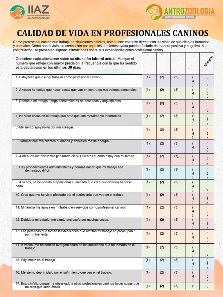 IIAZ - Escala - Calidad de Vida en Profesionales Caninos | Descargar ...