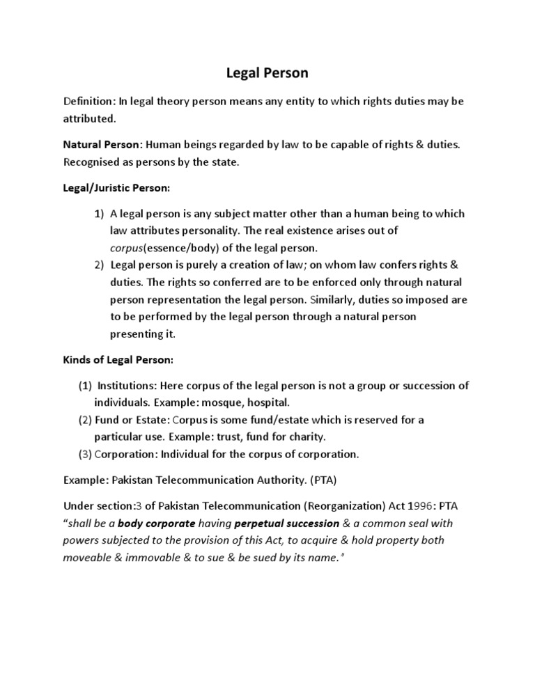 Legal Person | PDF