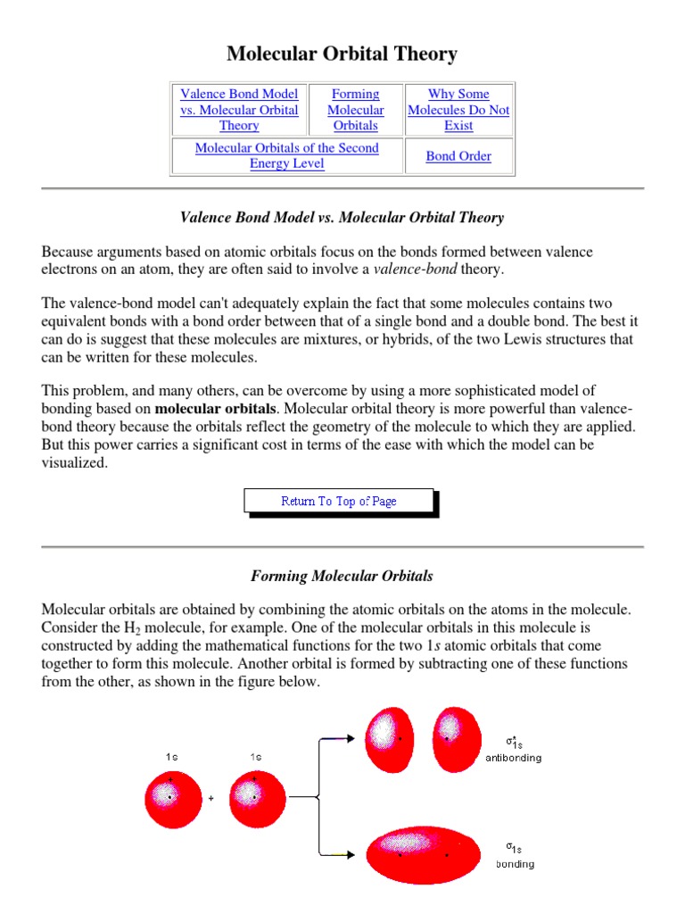 Molecular Orbital Theory Explained | PDF | Molecular Orbital | Chemical ...