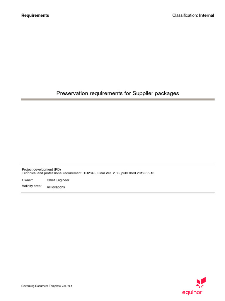 TR2343 - Preservation Requirements For Supplier Packages | PDF | Pipe ...