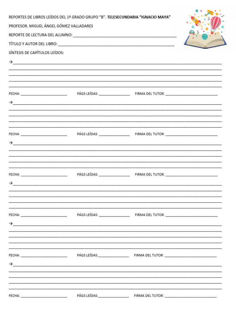 Formato de Reportes de Libros | PDF