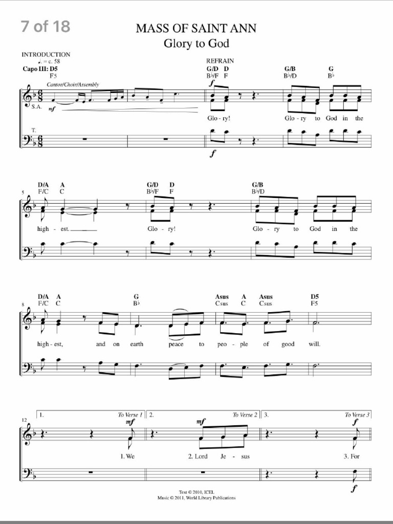 Glory To God Mass of St. Ann Pyesa | PDF