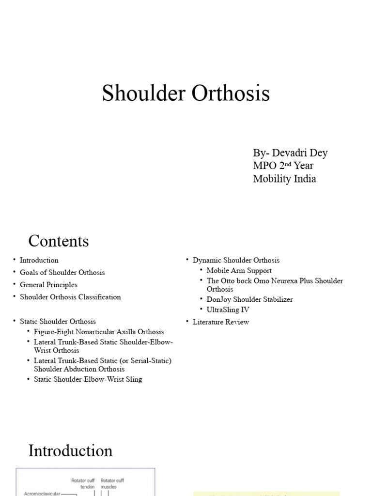 Overview of Shoulder Orthoses | PDF | Shoulder | Elbow