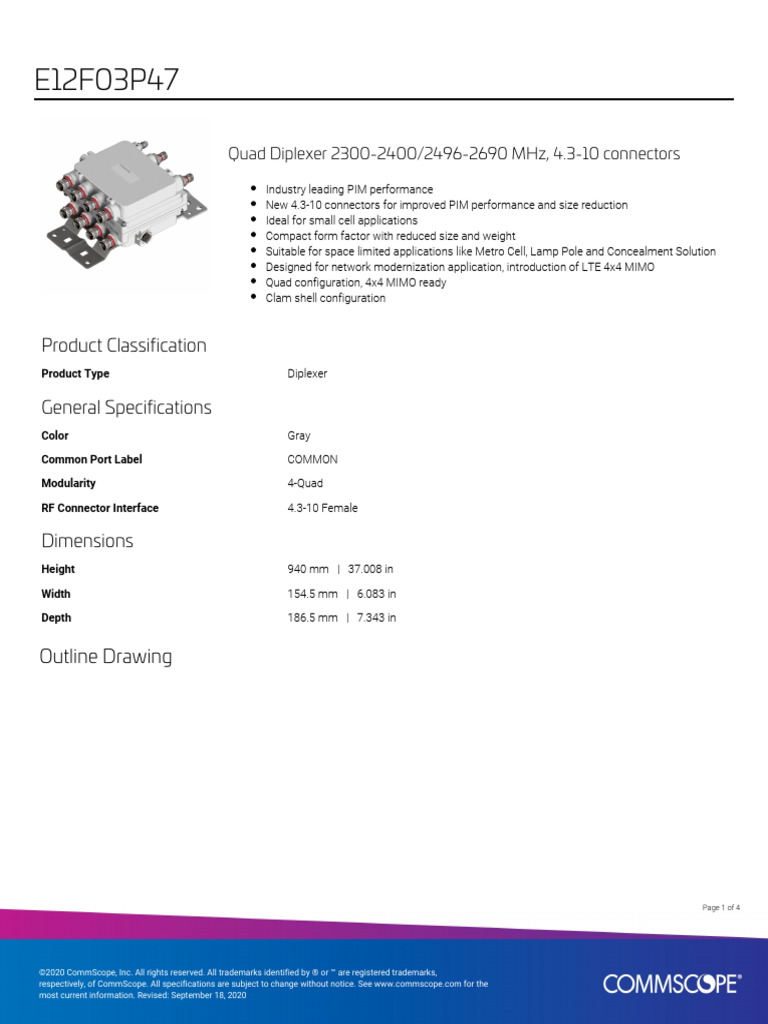 E12F03P47 Product Specifications | PDF | Electronic Engineering | Telecommunications Engineering