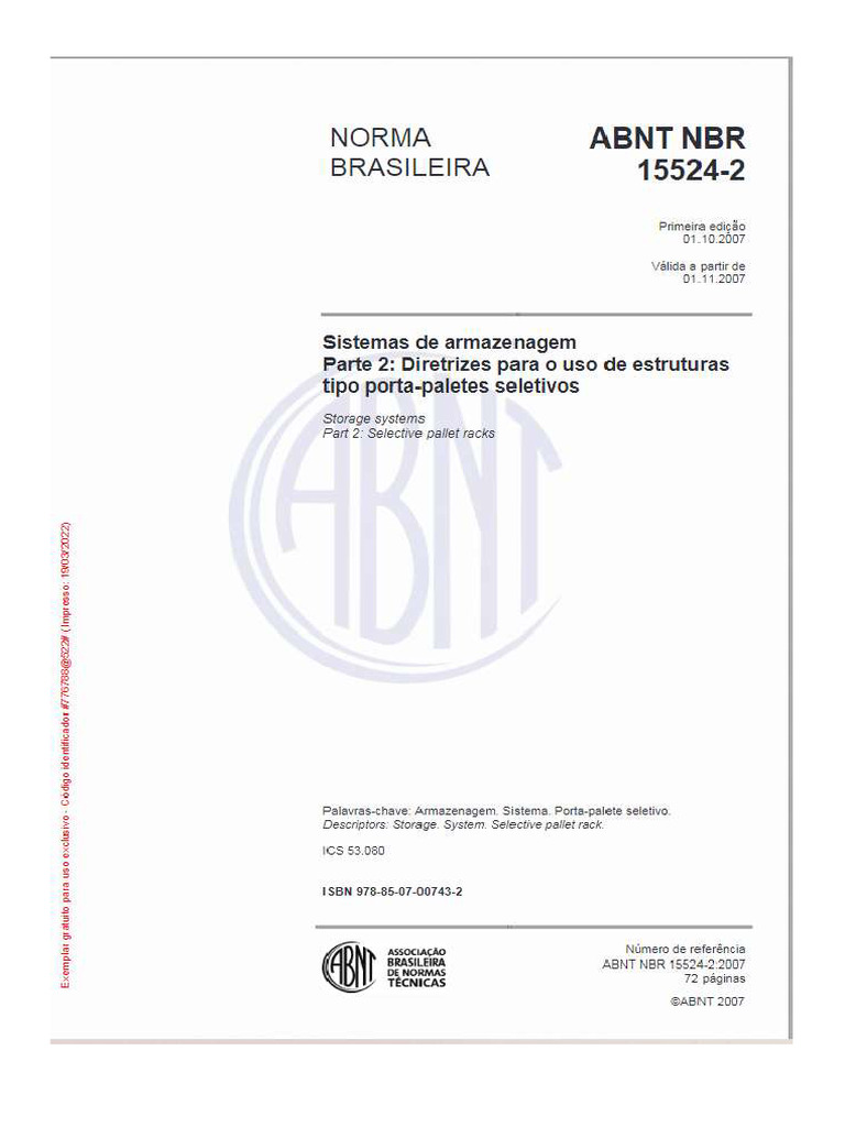 NBR 15524-2 Sistema de Armazenagem | PDF