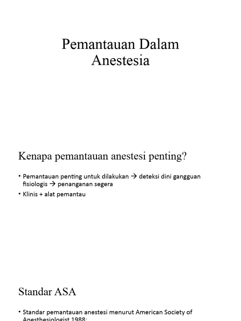 Pemantauan Dalam Anestesia - Tim A | PDF