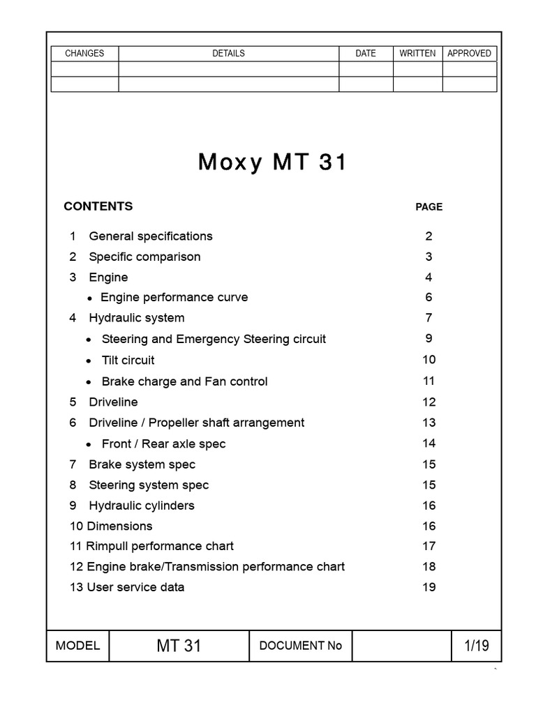 Spec Sheet MT31 | PDF | Pump | Axle