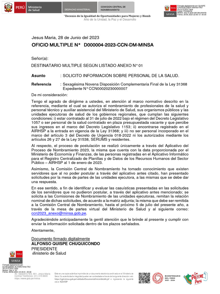 Oficio Multiple-000004-2023-Ccn-Dm | PDF