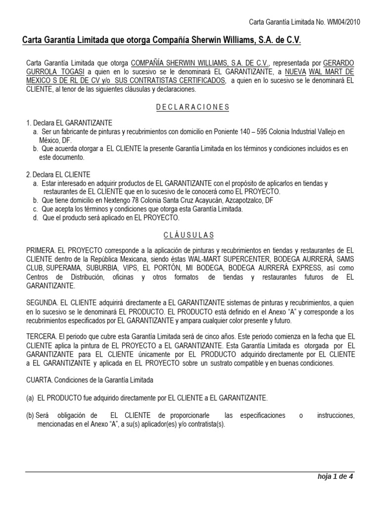 Carta Garantia SW | PDF