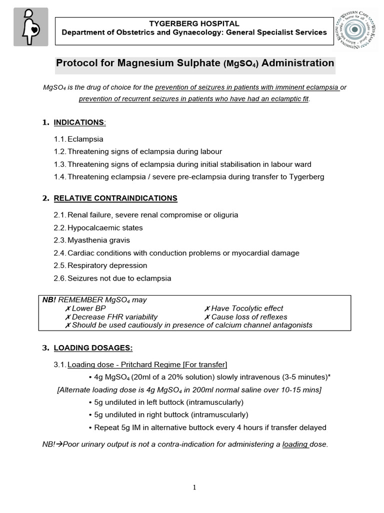 MgSO4 2 | PDF | Intravenous Therapy | Clinical Medicine