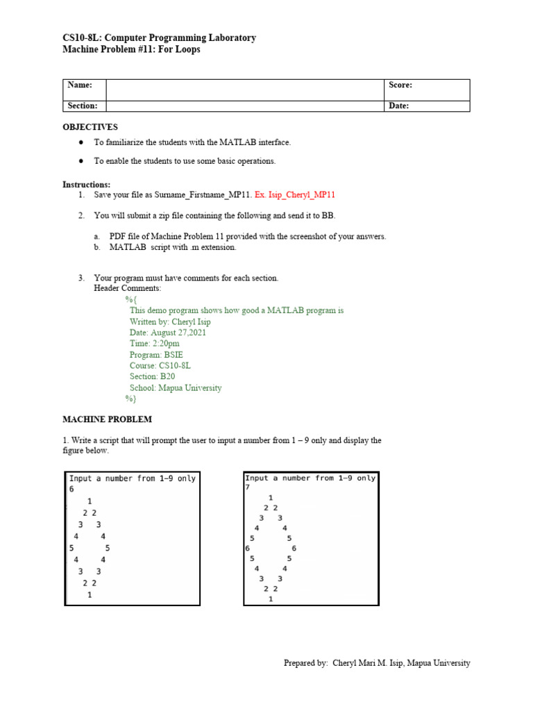 Machine Problem 11 - Loops | PDF
