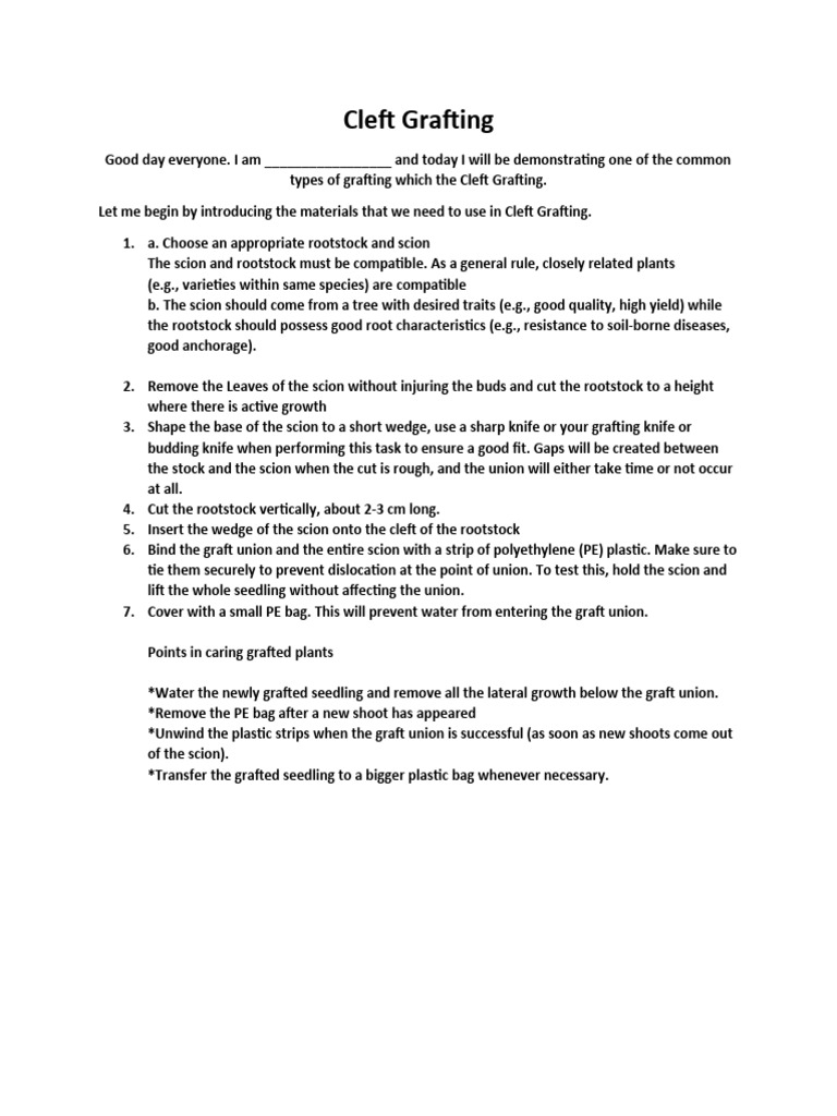 Cleft Grafting Script | PDF | Home & Garden