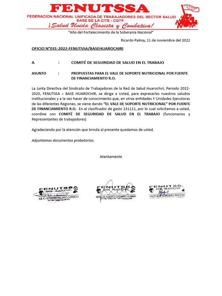 Propuestas para Vale Nutricional | PDF