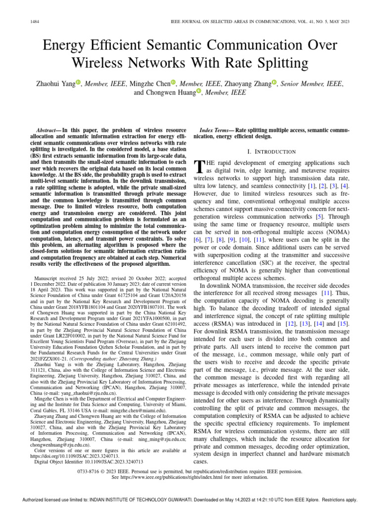 Energy Efficient Wireless Communication with Rate Splitting | PDF | Information | Communication