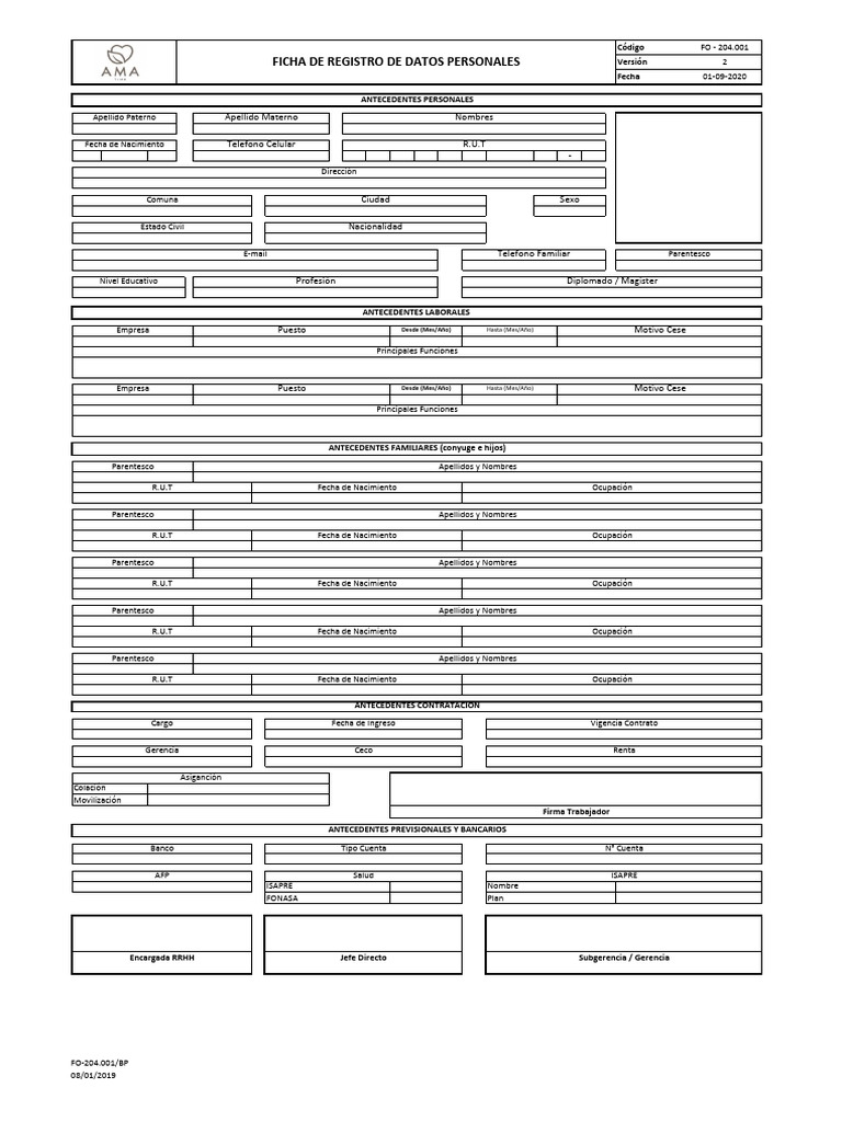 FO-204.001v2 - Ficha de Personal | PDF