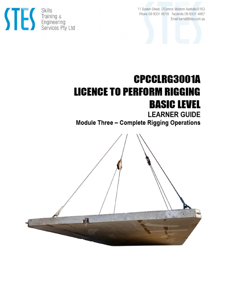 STES CPCCLRG3001A Rigging Basic Learner Guide M1 M3 | PDF | Rope | Knot