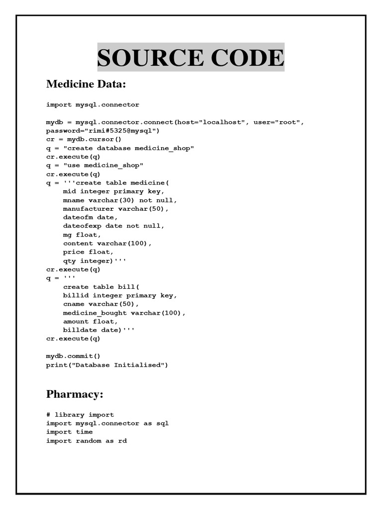 Pharmacy Management System - 12 - CS | Download Free PDF | Computing | Information Technology ...