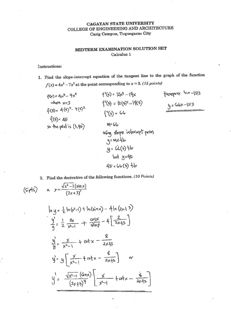 Solutions To Midterm Exam Calculus 1 AY 2021 2022 | PDF Solutions To Midterm Exam Calculus 1 AY 2021 2022 | PDF