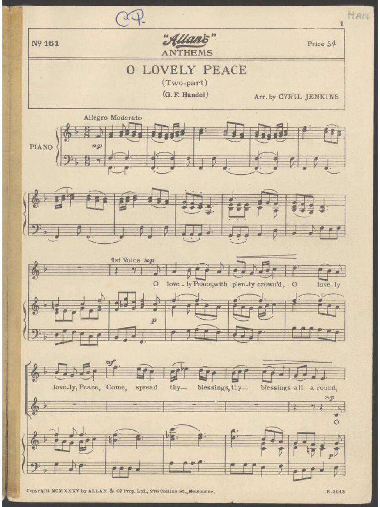 Handel - Dueto - O Lovely Peace | PDF