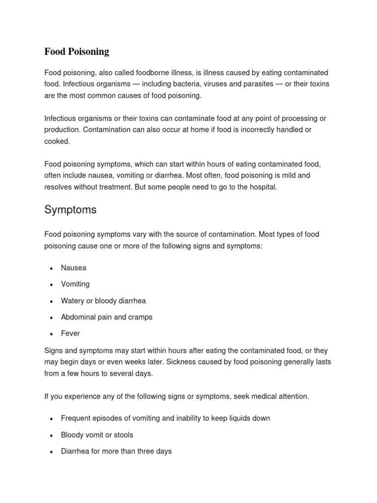 Food Poisoning | PDF | Foodborne Illness | Diarrhea