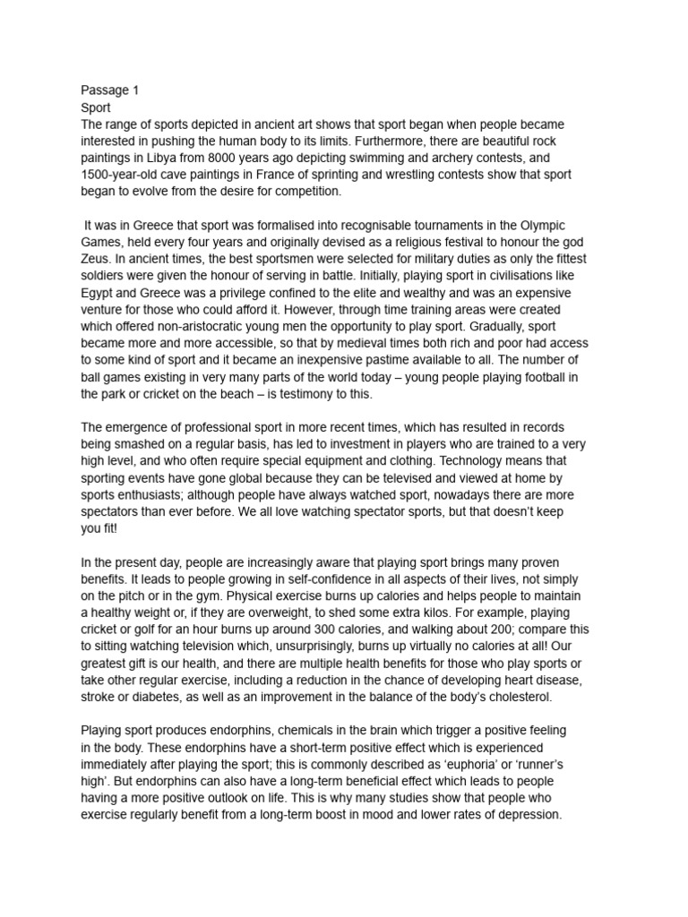 Evolution of Sports and Their Benefits | PDF | Sports | Obesity