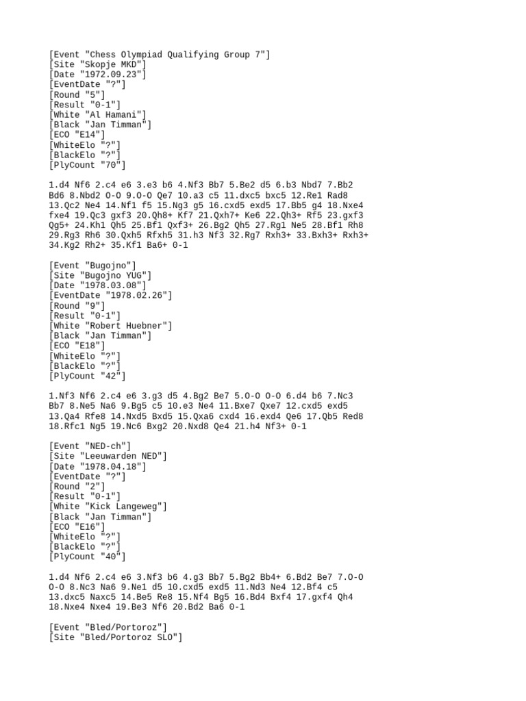 Jan Timman Playing The Queen's Indian As Black (43 Games) | PDF ...