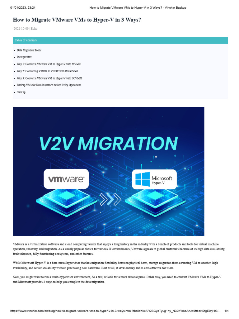 How To Migrate VMware VMs To Hyper-V in 3 Ways - Vinchin Backup | PDF | Hyper V | Virtual Machine