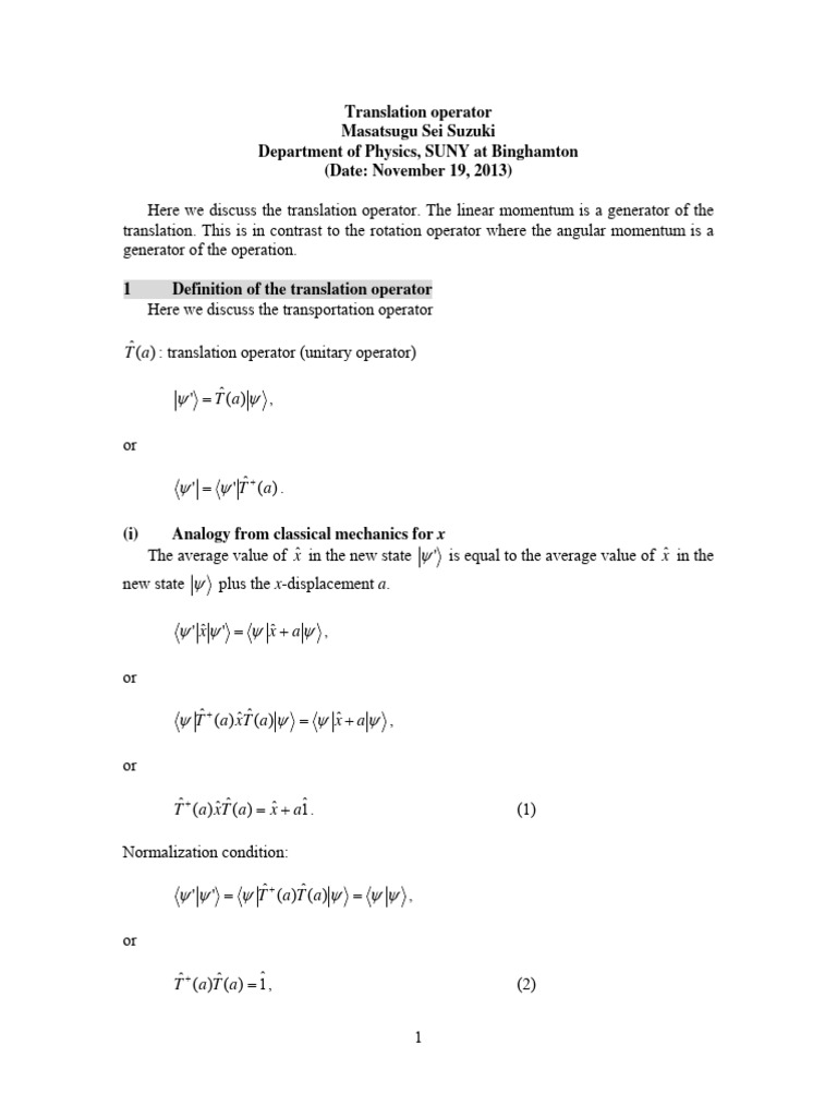 12-3 Translation Operator | PDF | Physical Sciences | Epistemology Of Science