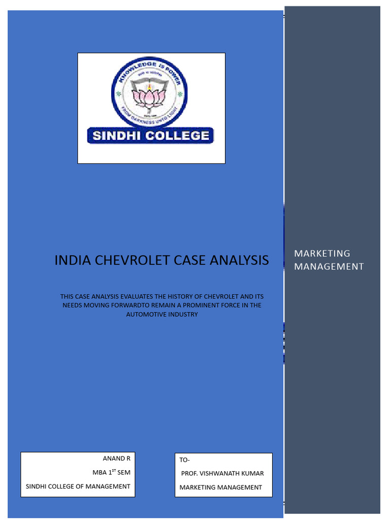 India Chevrolet Case Analysis | PDF | General Motors | Chevrolet
