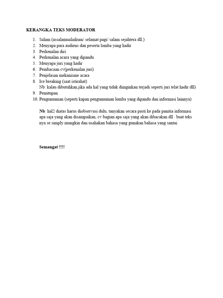 Kerangka Teks Moderator | PDF
