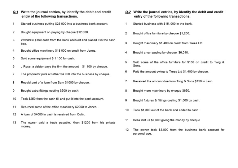 Double Entry Q1 & 2 | PDF