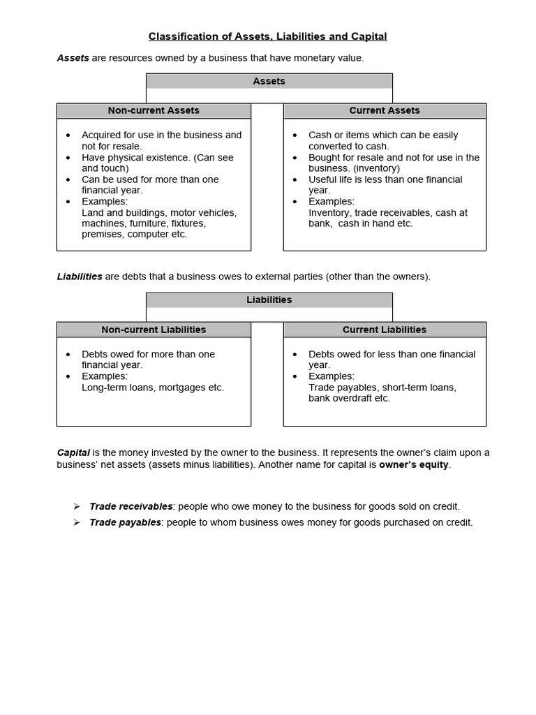 Classification Of Assets Notes Pdf