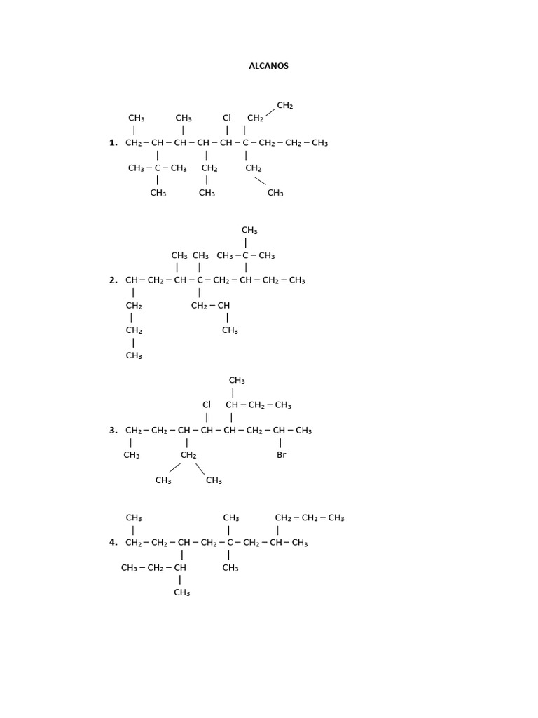 Ejercicios de Química ALCANOS | PDF
