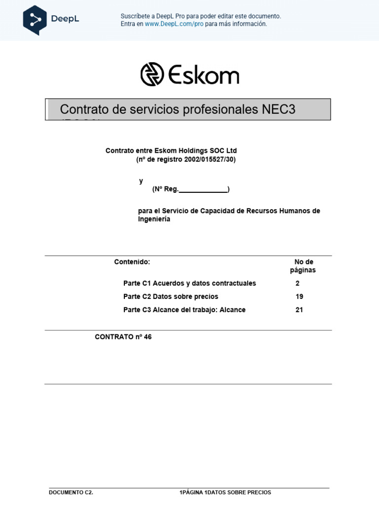 NEC PSC - Engineering Services Español | PDF | Seguro | Póliza de seguros