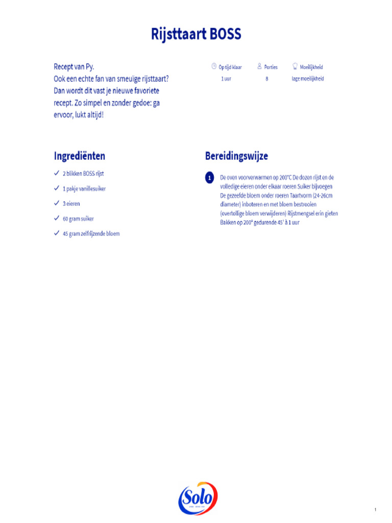 Rijsttaart BOSS | PDF