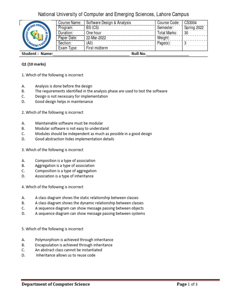 Paper Sda Pdf Class Computer Programming Inheritance Object Oriented Programming 3299