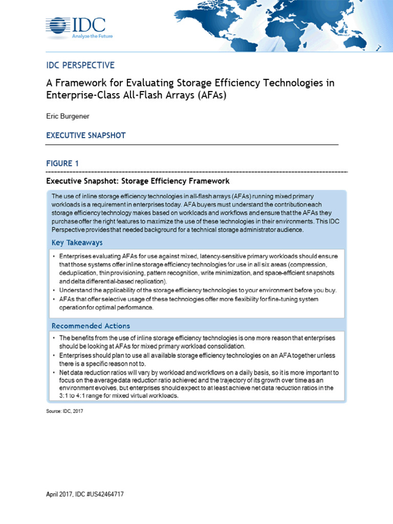 IDC - Storage Efficiency US42464717 | PDF | Computer Data Storage | Data Compression