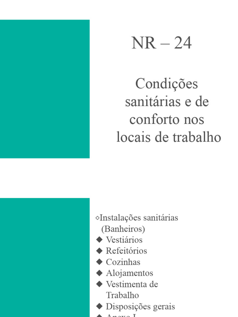 Treinamento NR 24 | PDF | Banheiro | Roupas