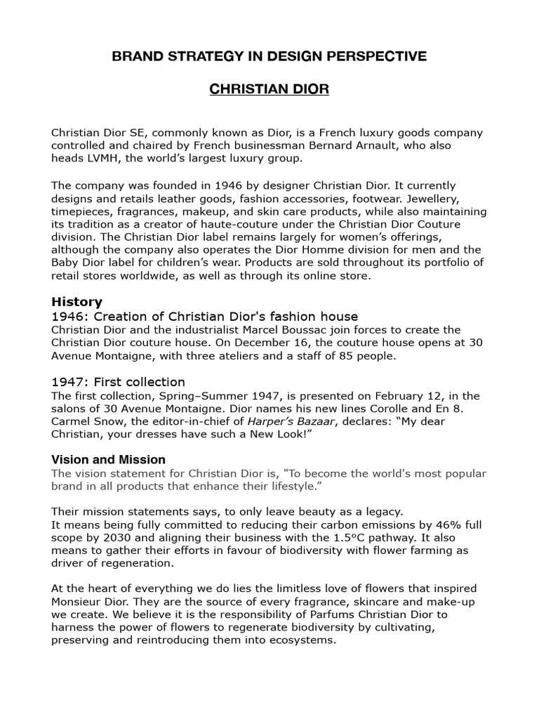 Dior Brand Strategy PDF | Download Free PDF | Fashion
