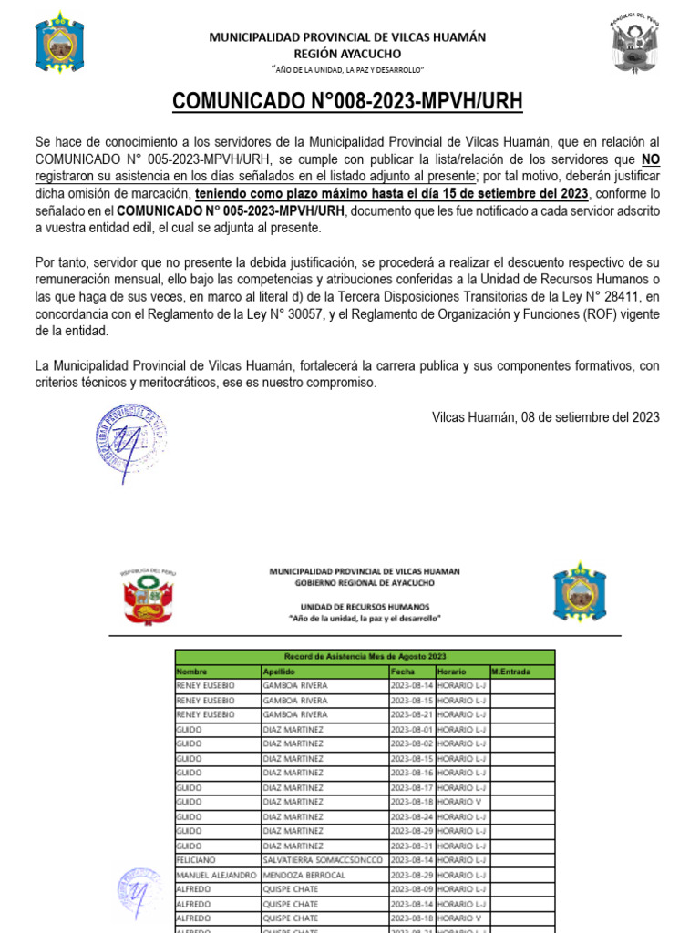 Comunicado 008-2023-Urh | PDF | Gobierno