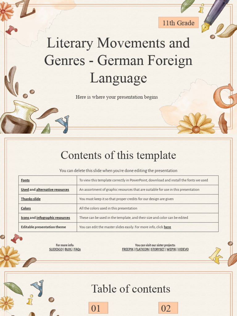 Literary Movements and Genres - German - Foreign Language - 11th Grade ...