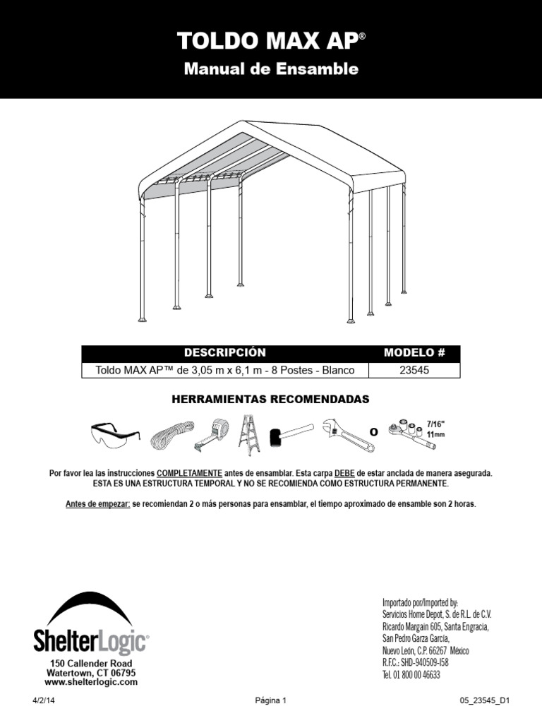 Toldo Max Ap: Manual de Ensamble | PDF | Naturaleza | Gases