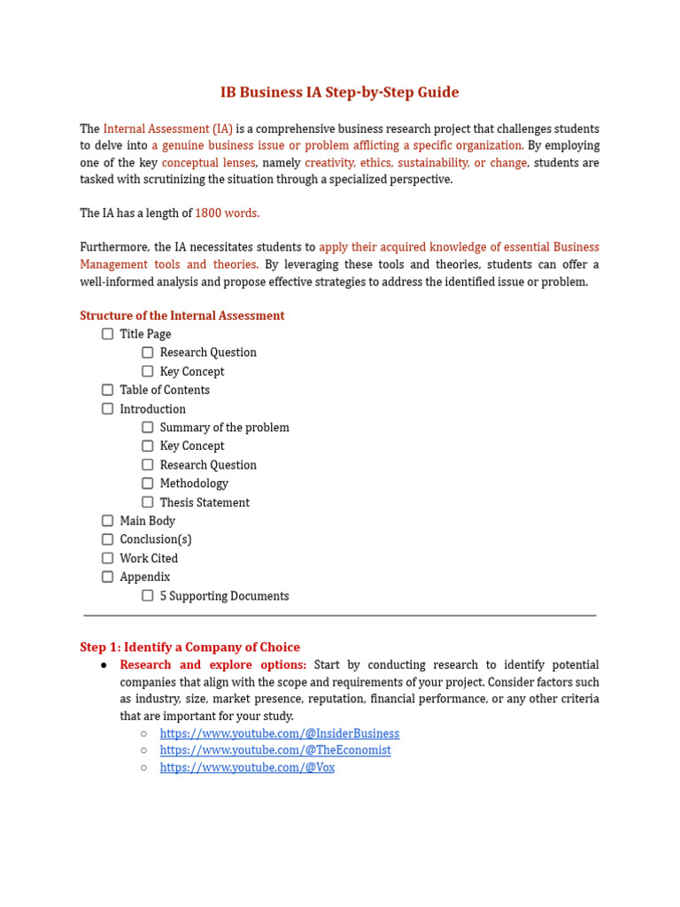 IB Business IA Step-by-Step Guide | PDF | Sustainability | Methodology