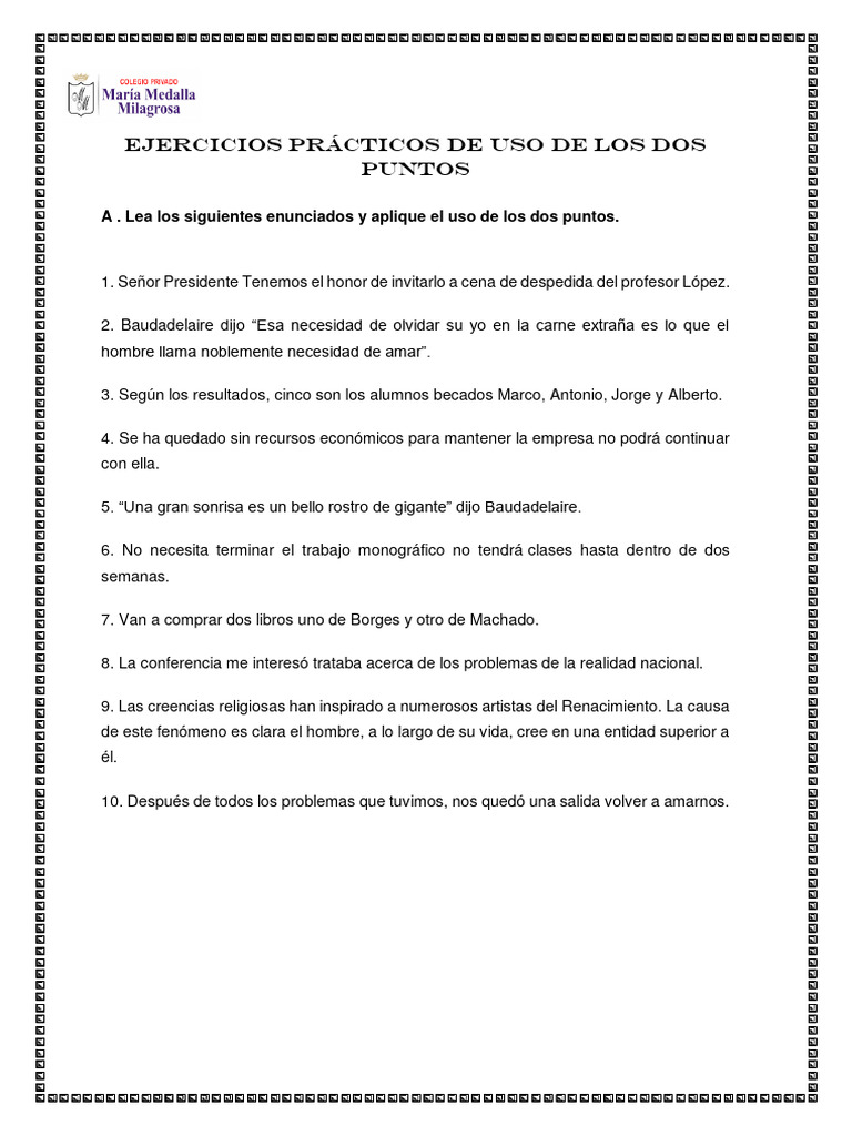 T2 5to Ficha Practica Los Dos Puntos y Los Suspensivos | PDF