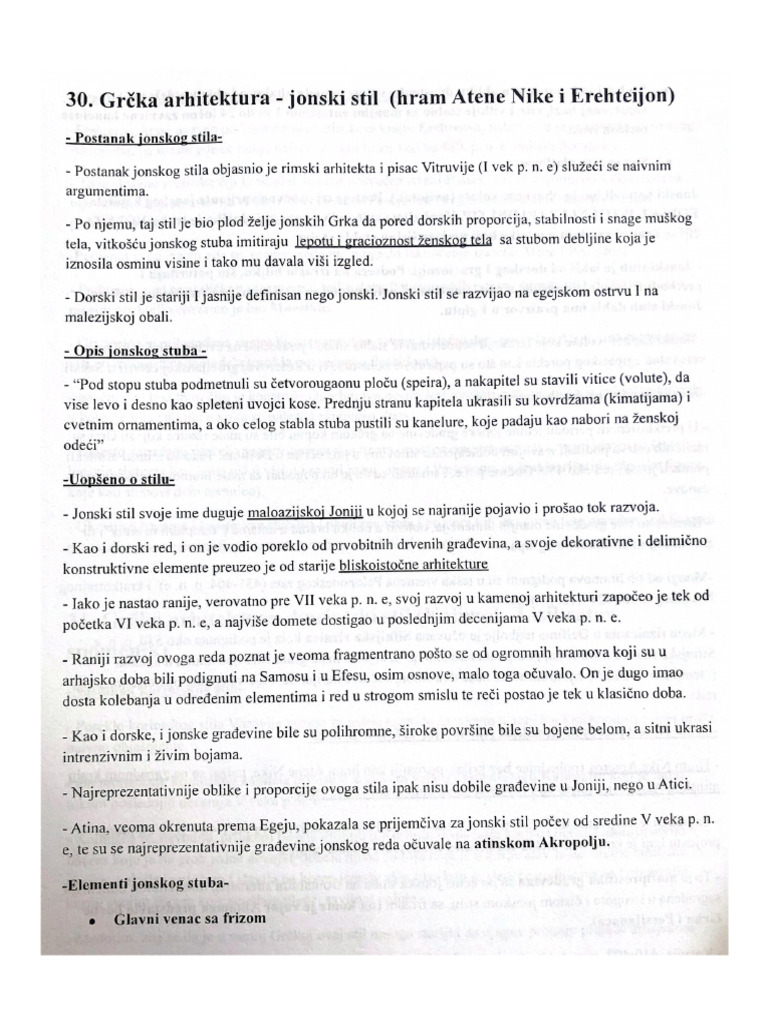 Grčka Arhitektura Jonski Stil Hram Atene Nike I Erehteijon | PDF