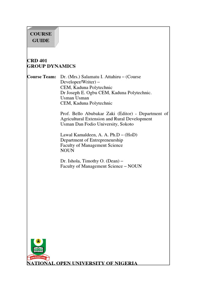 CRD 401 Group Dynmics - 0 | PDF | Sociology | Focus Group