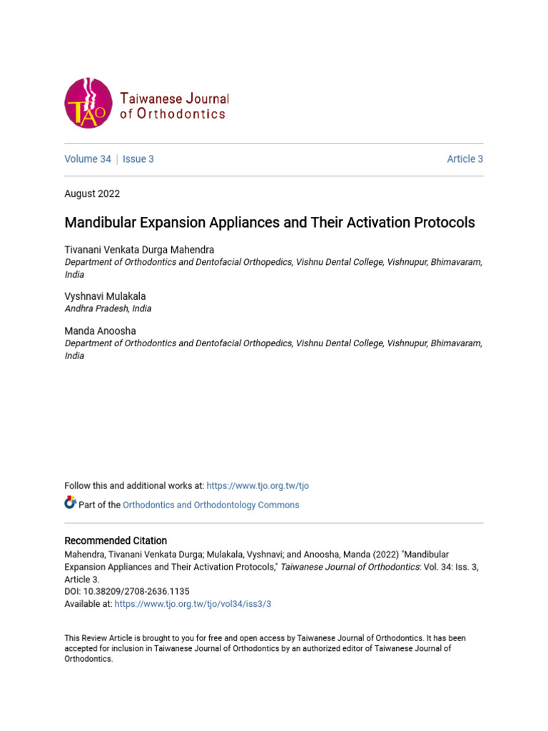Mandibular Expansion Protocols Review | PDF | Orthodontics | Dentistry ...